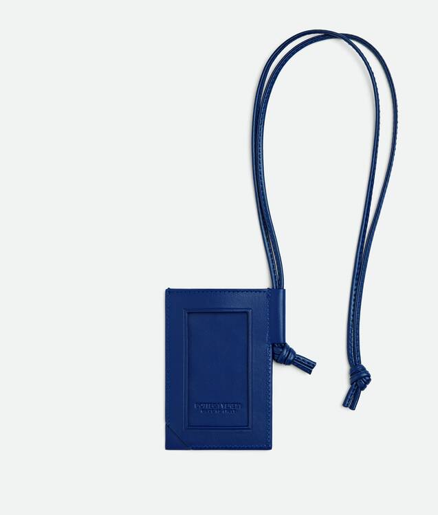 Men's Intrecciato Stamp Badge Holder in Blue royal | Bottega Veneta SG