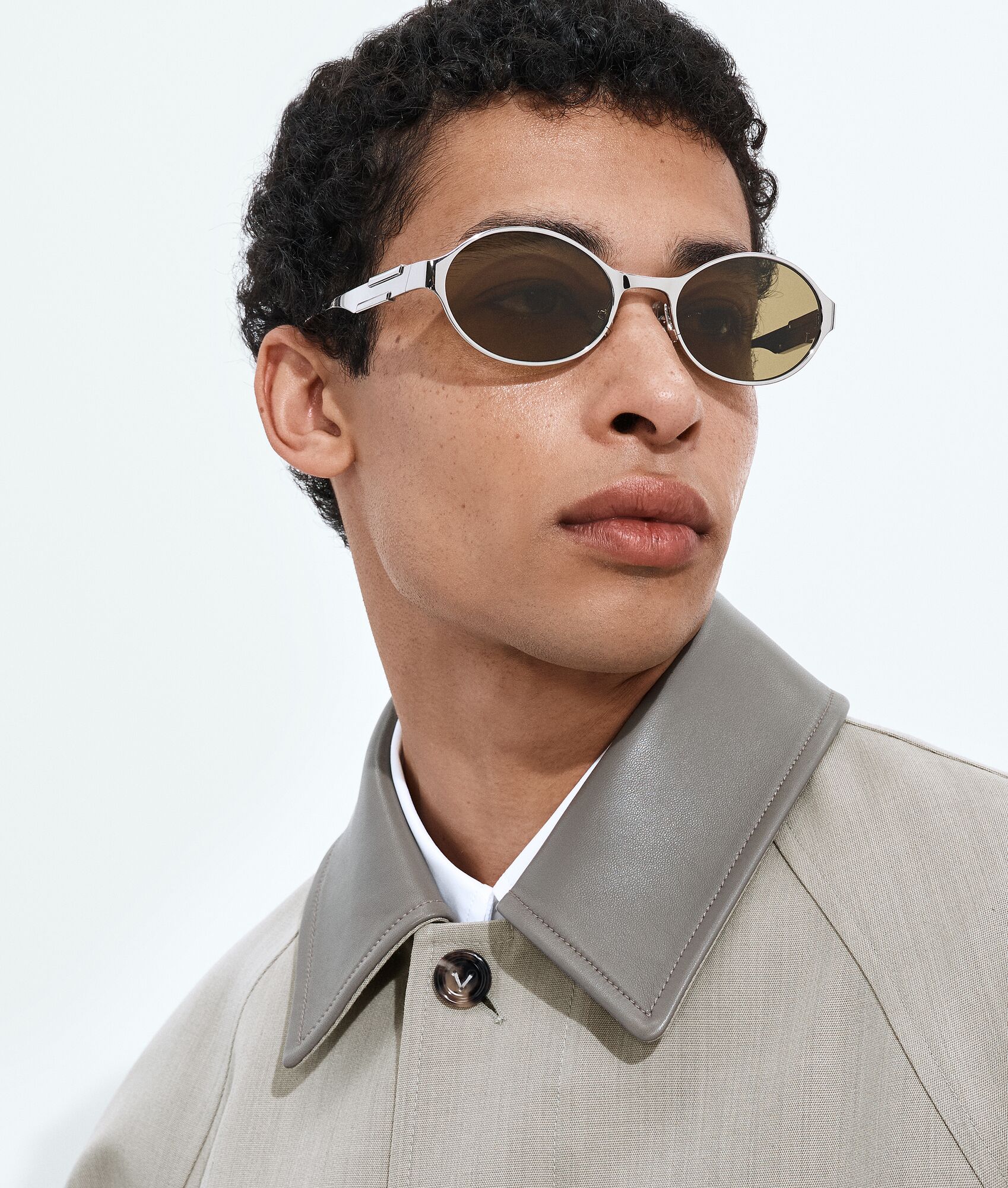 Gafas de sol ovaladas Dash en Silver/green | Bottega Veneta ES