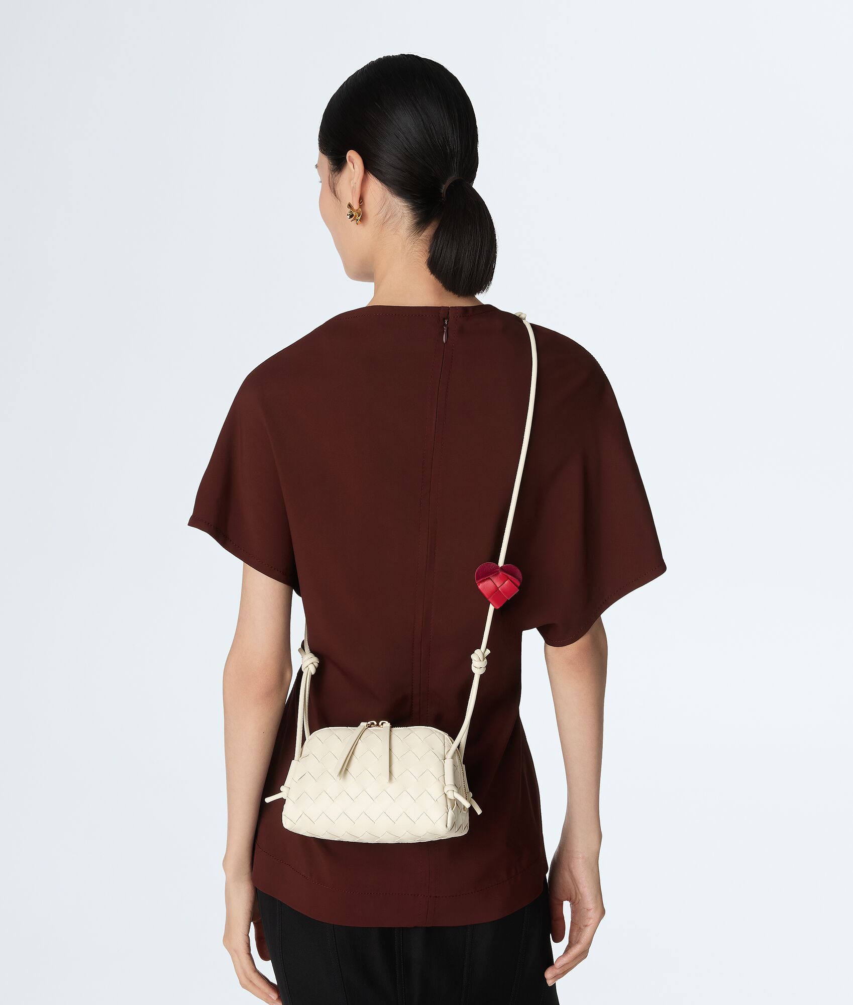 Women's Concert Pouch in Sea salt / Dark red | Bottega Veneta TH