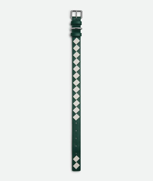 Medium Intrecciato Dog Collar in Emerald/white | Bottega Veneta HK