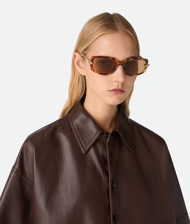 Knot Rectangular Sunglasses in Havana/brown | Bottega Veneta TH