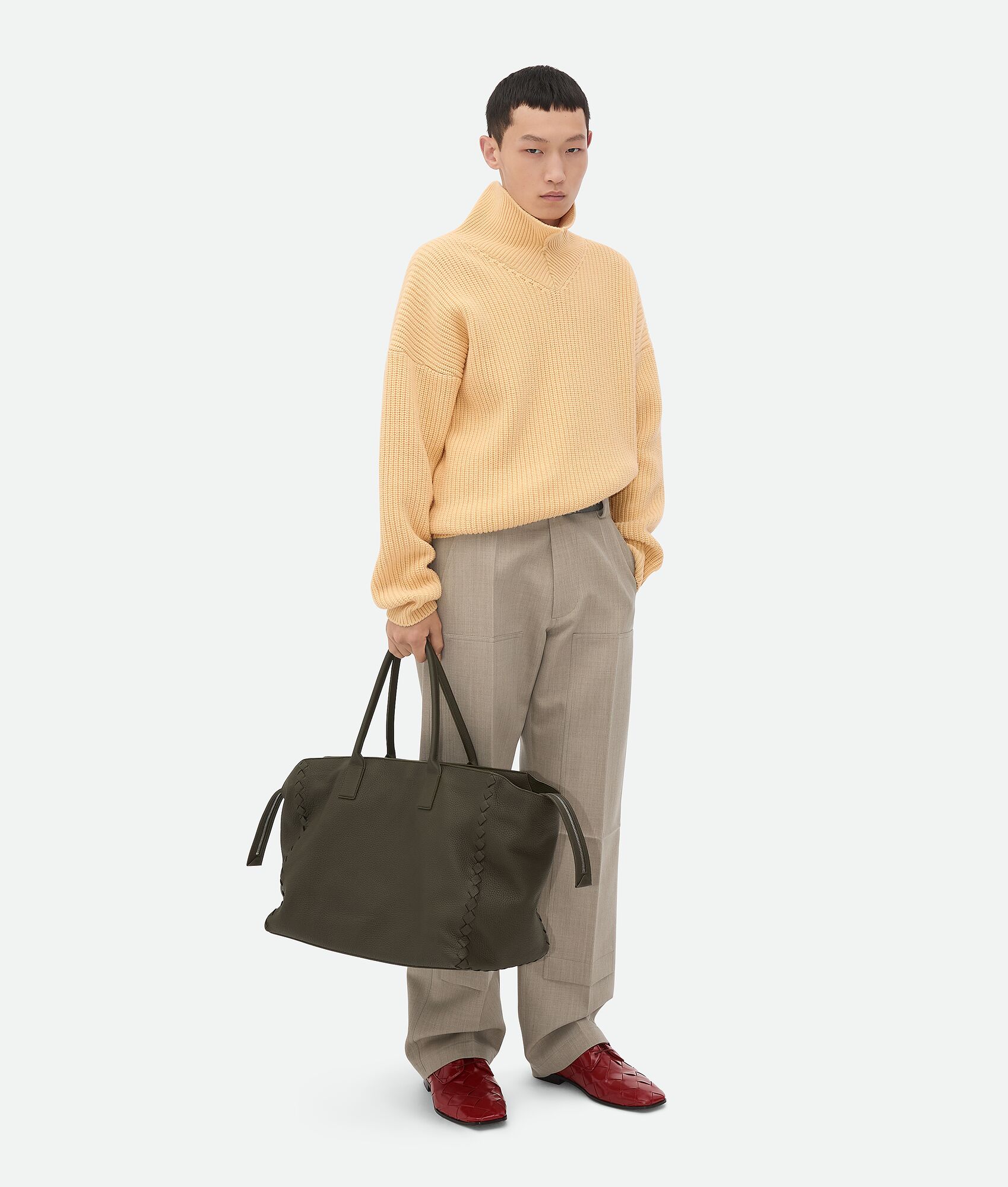 Bottega Veneta® Men's Large Zipped Cabat in Kaki. Shop online now.