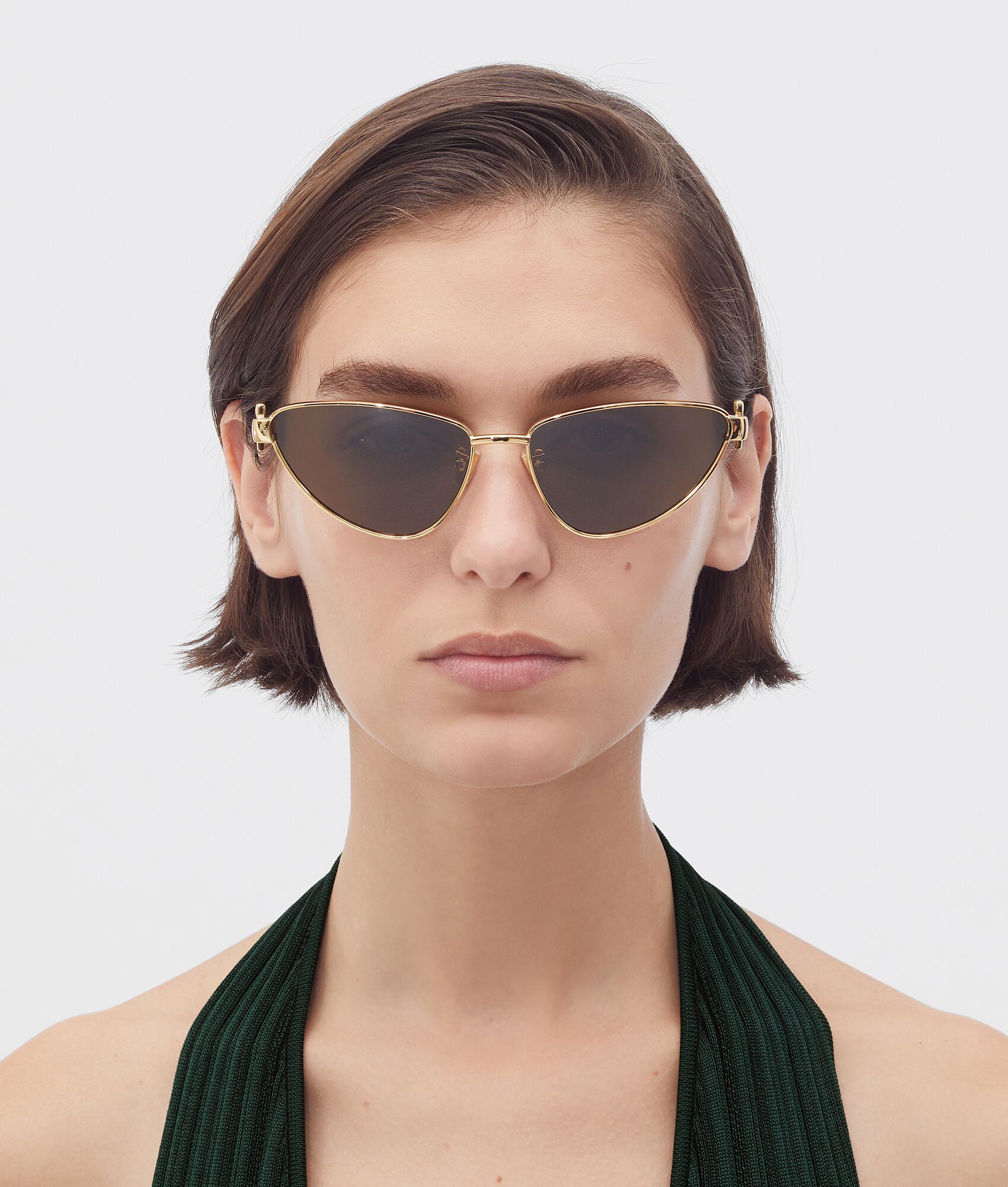 Turn Cat-Eye Sunglasses in Gold / Brown | Bottega Veneta US