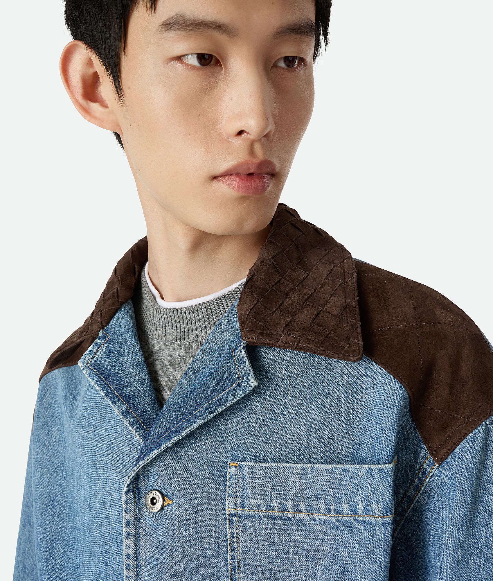 Men's Vintage Indigo Denim Jacket in Mid blue | Bottega Veneta US