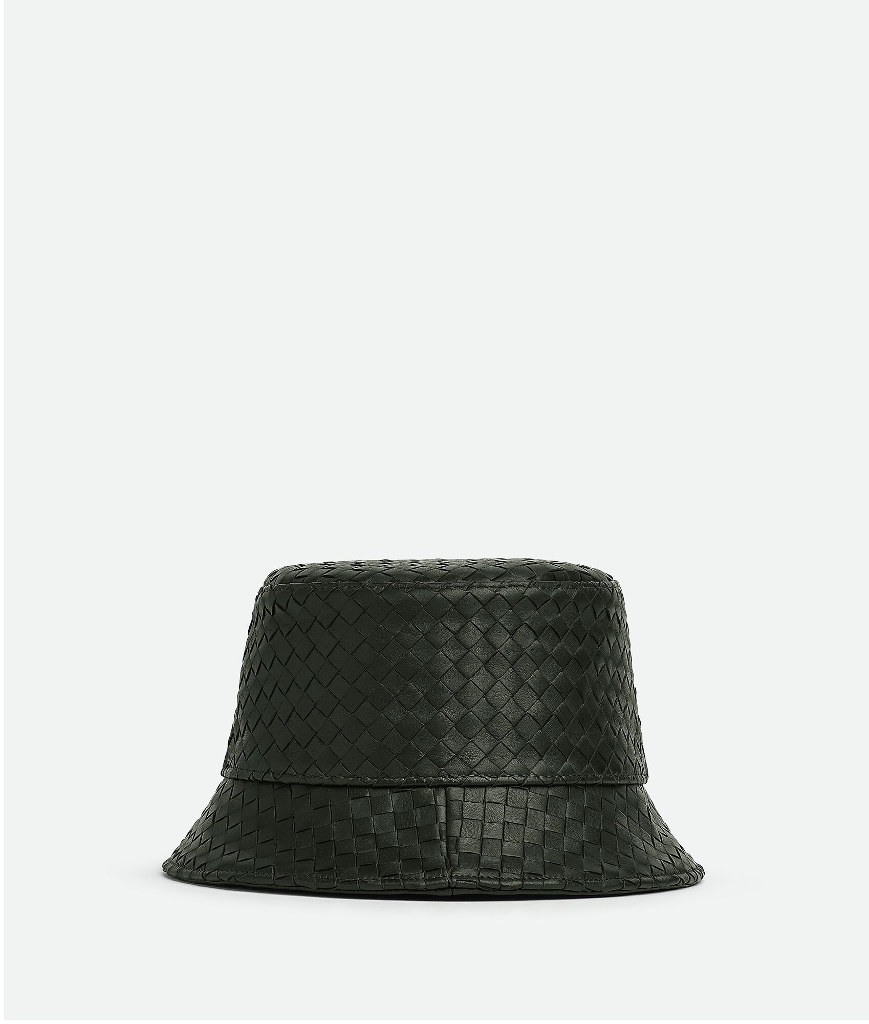 Men's Intrecciato Leather Bucket Hat in Dark green | Bottega Veneta US