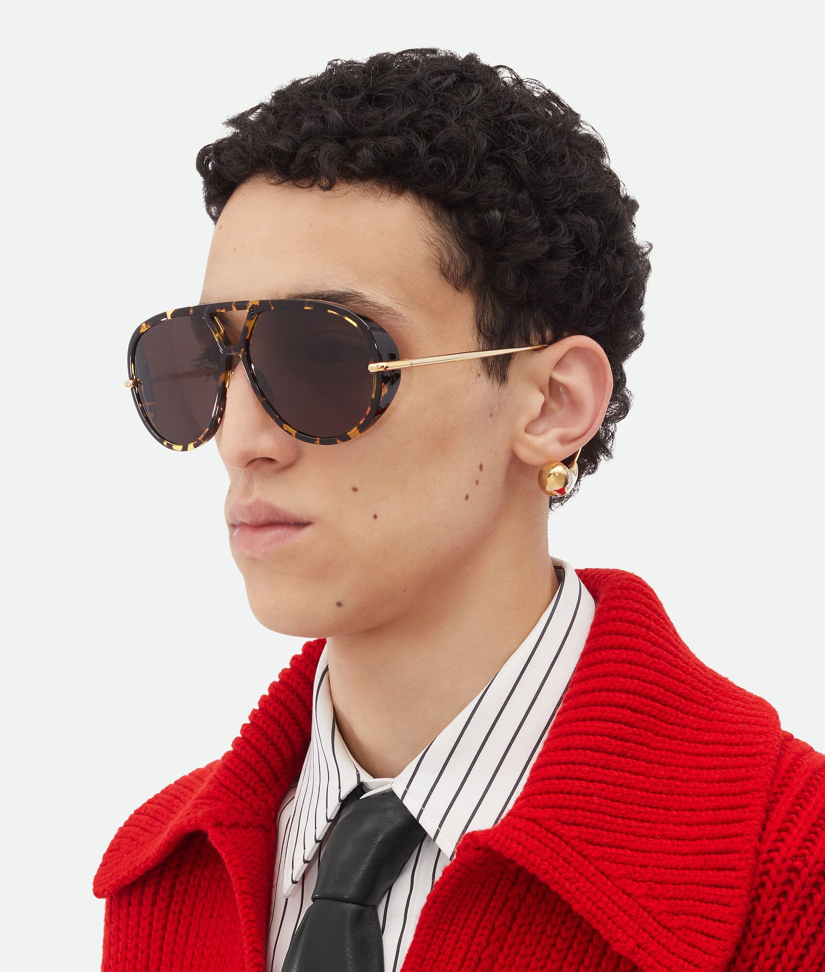 Drop Aviator Sunglasses in Havana/grey | Bottega Veneta US