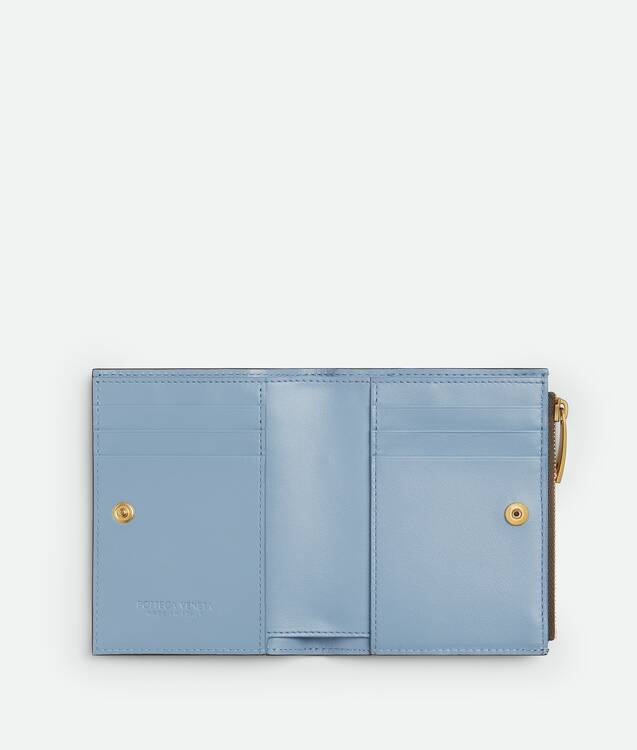 Women's Intrecciato Small Bi-Fold Wallet in Cypress/ice | Bottega Veneta TW