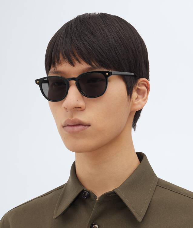 Men's Soft Recycled Acetate Panthos Sunglasses in Black / Grey ...