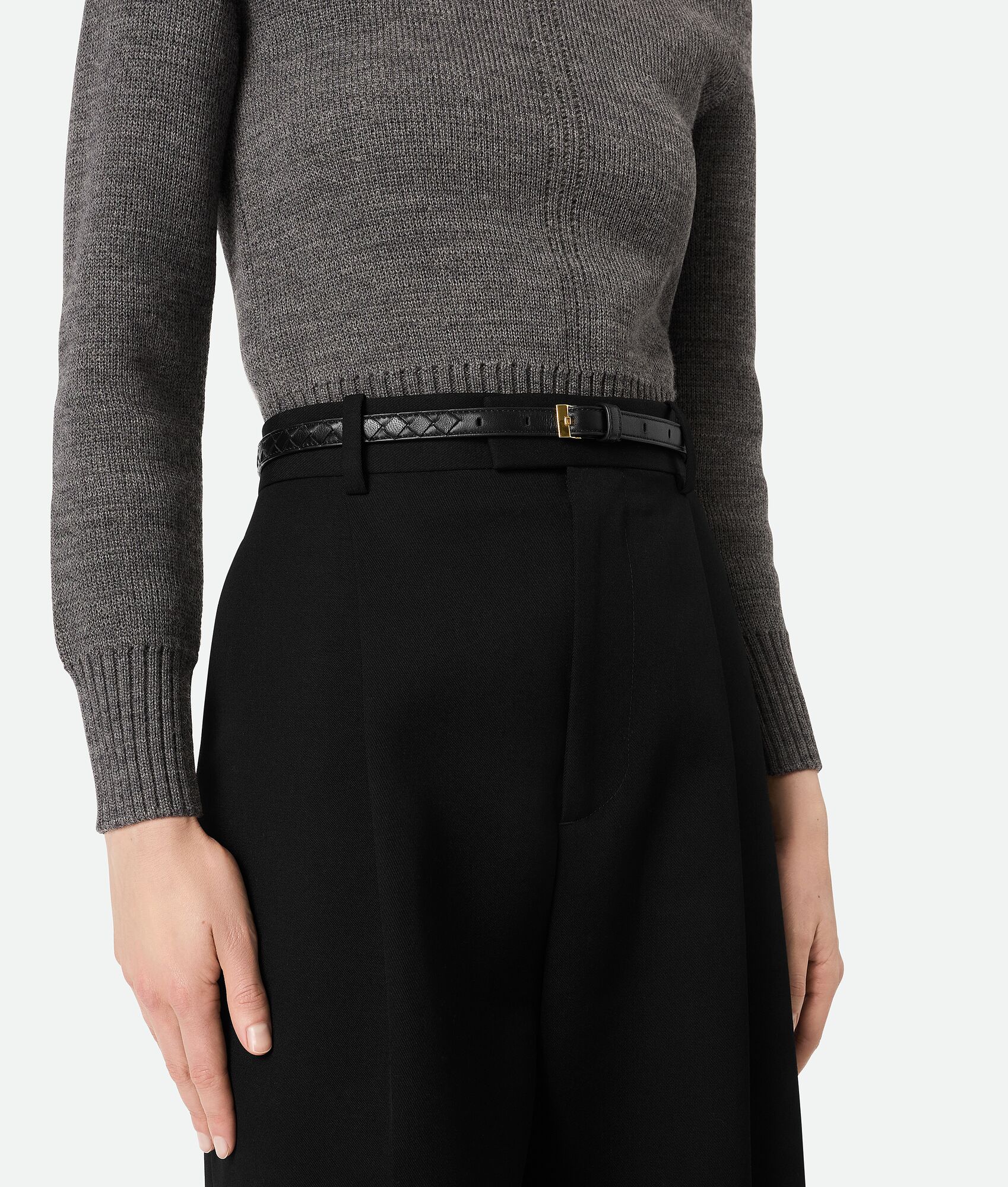 Women's Thin Watch Belt in Black | Bottega Veneta US