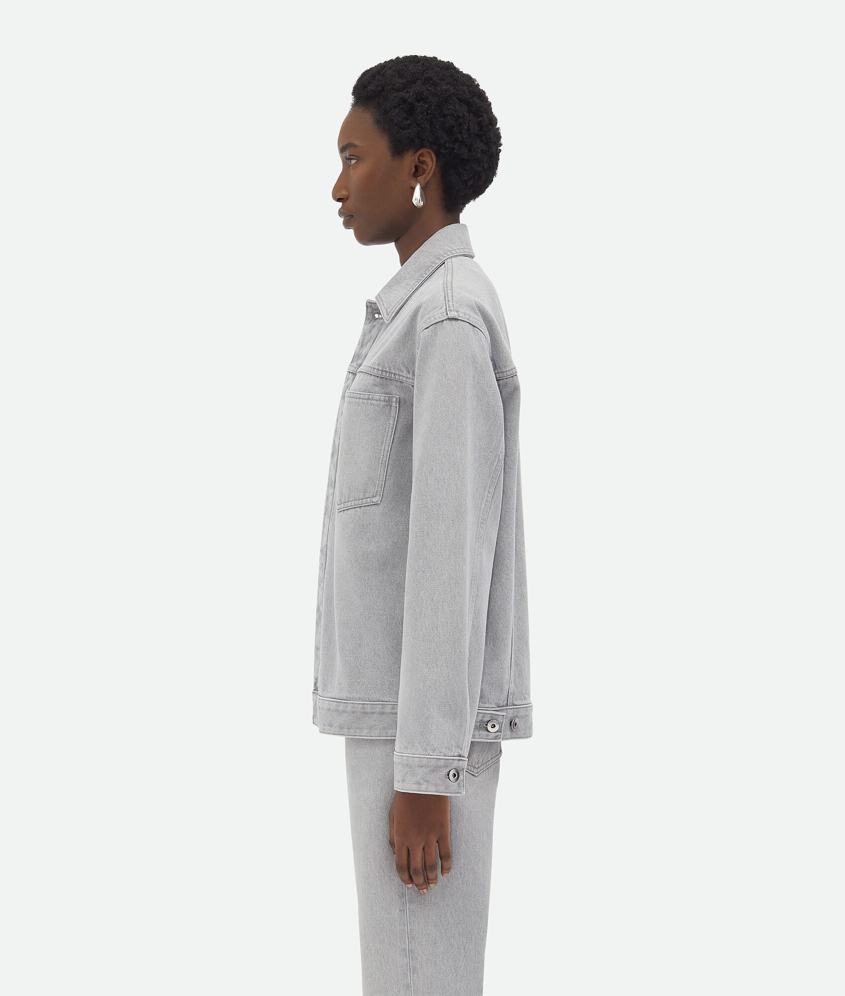 Women's Light Grey Washed Denim Jacket in Light grey | Bottega Veneta US