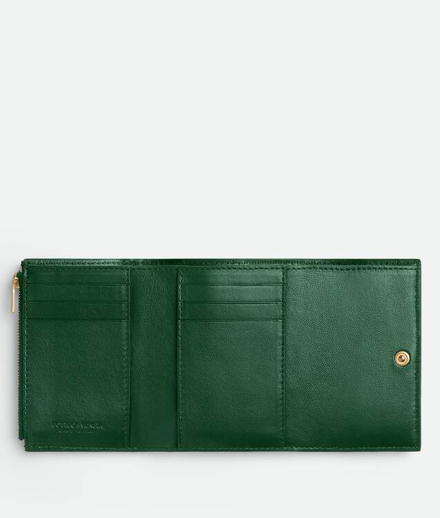 Bottega Veneta® Women's Cassette Tri-Fold Zip Wallet in Raintree. Shop ...