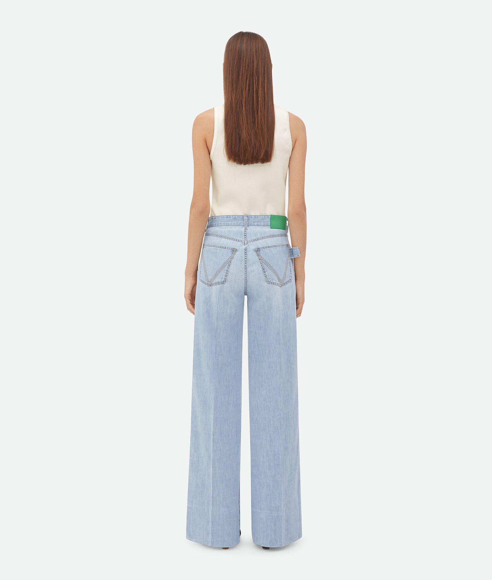 Women's Light Bleached Wide Leg Denim in Light bleach | Bottega Veneta US