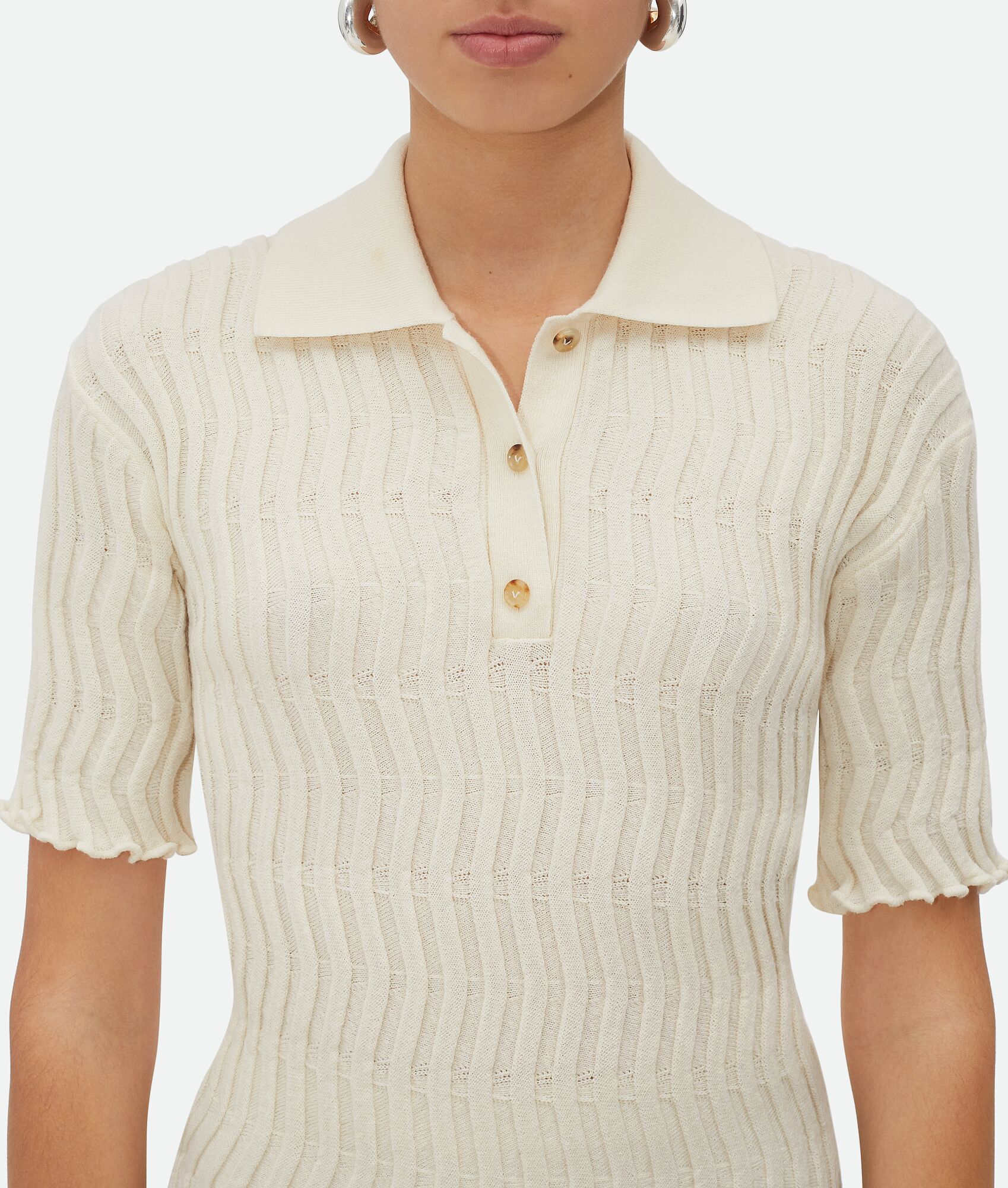 Women's Ribbed Wool Top in String | Bottega Veneta US