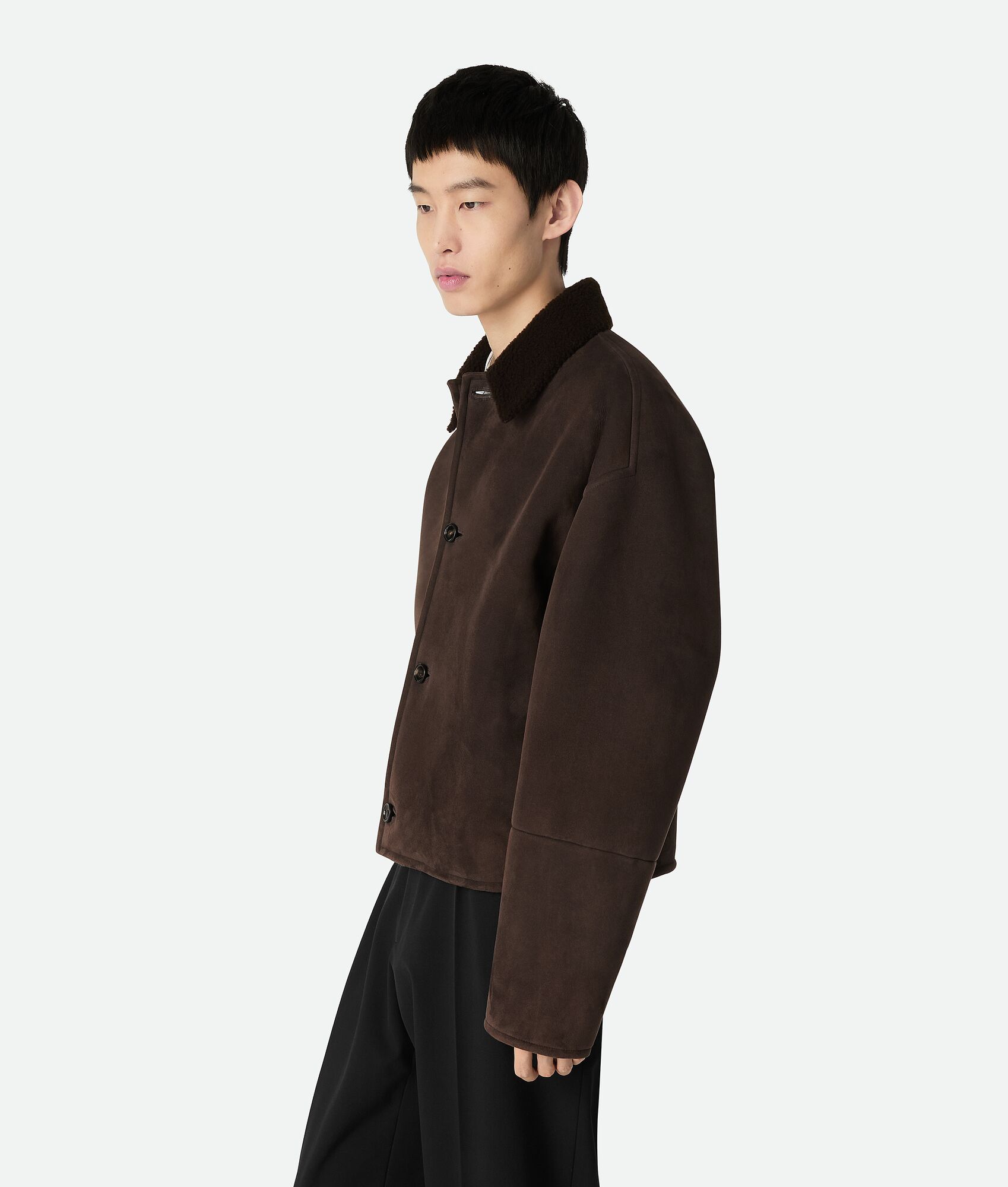 Men's Felted Merino Shearling Jacket in Fondant | Bottega Veneta US