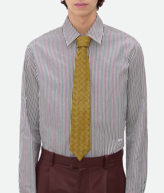 Men's Intrecciato Leather Tie in Limonite | Bottega Veneta US