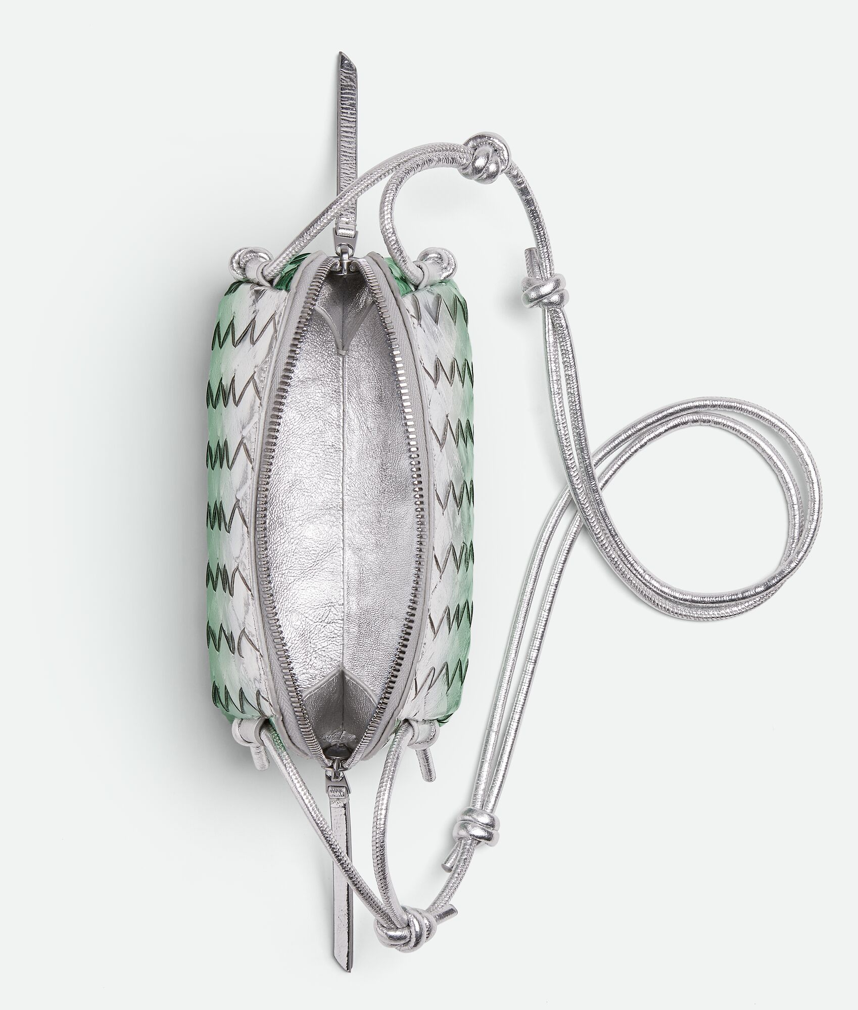 Women's Concert Pouch in Silver/fresh mint | Bottega Veneta US