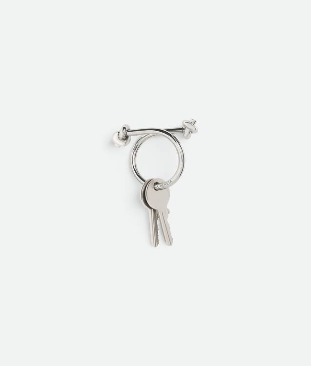 Bottega Veneta® Men's Metallic Key Ring in Silver. Shop online now.