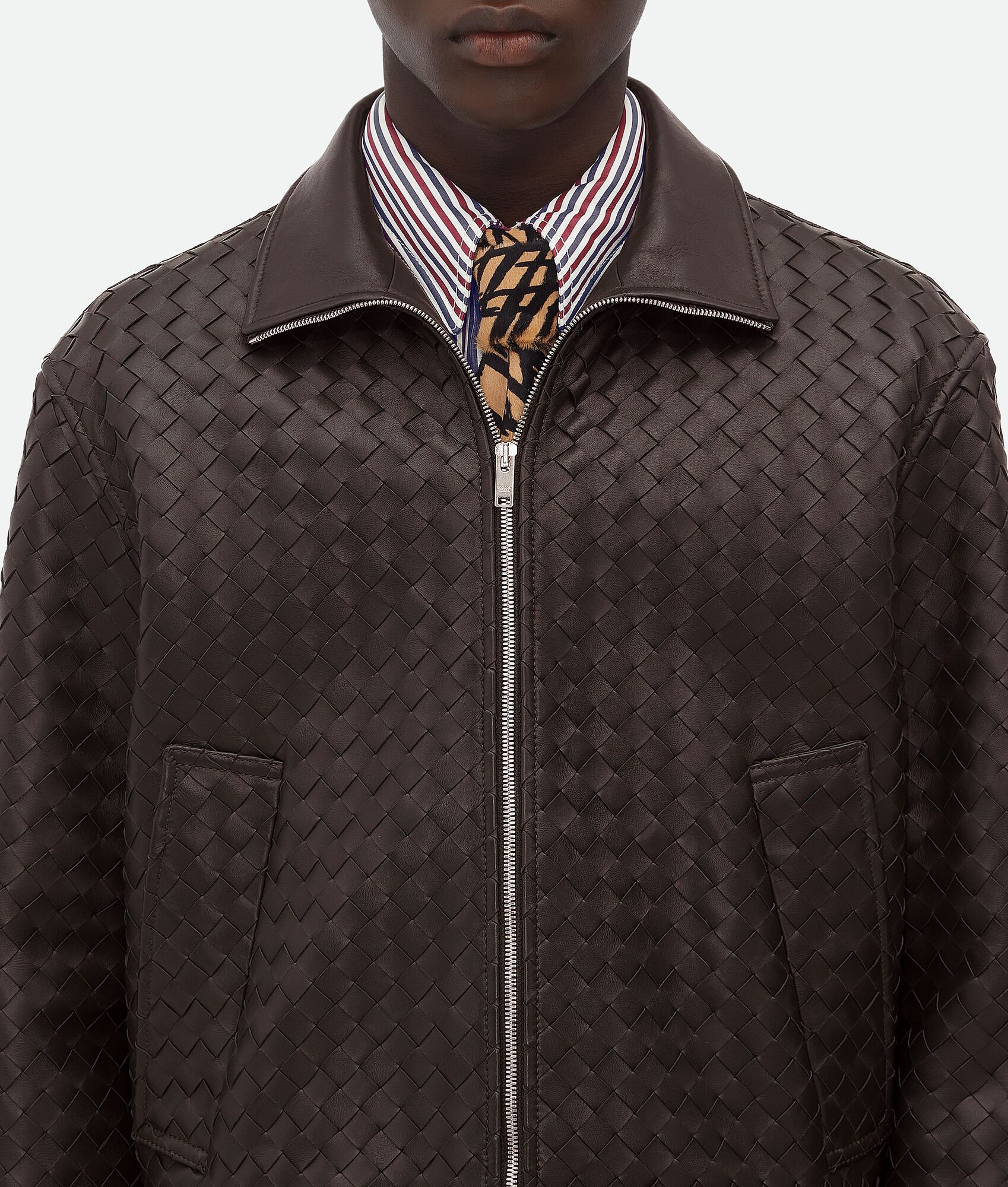 Intrecciato Leather Blouson in FONDANT | Bottega Veneta® US