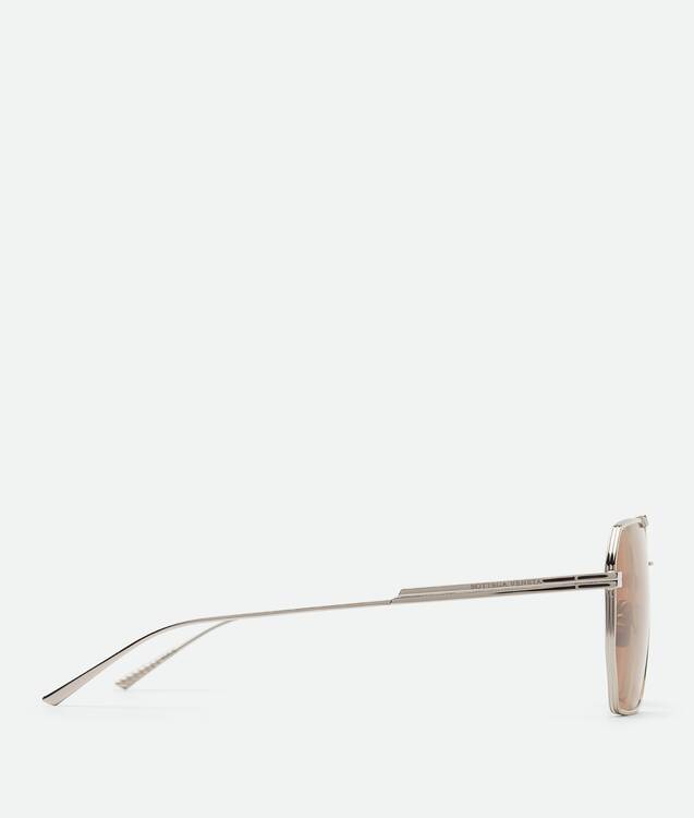 Classic Aviator Sunglasses in SILVER / BROWN | Bottega Veneta® US