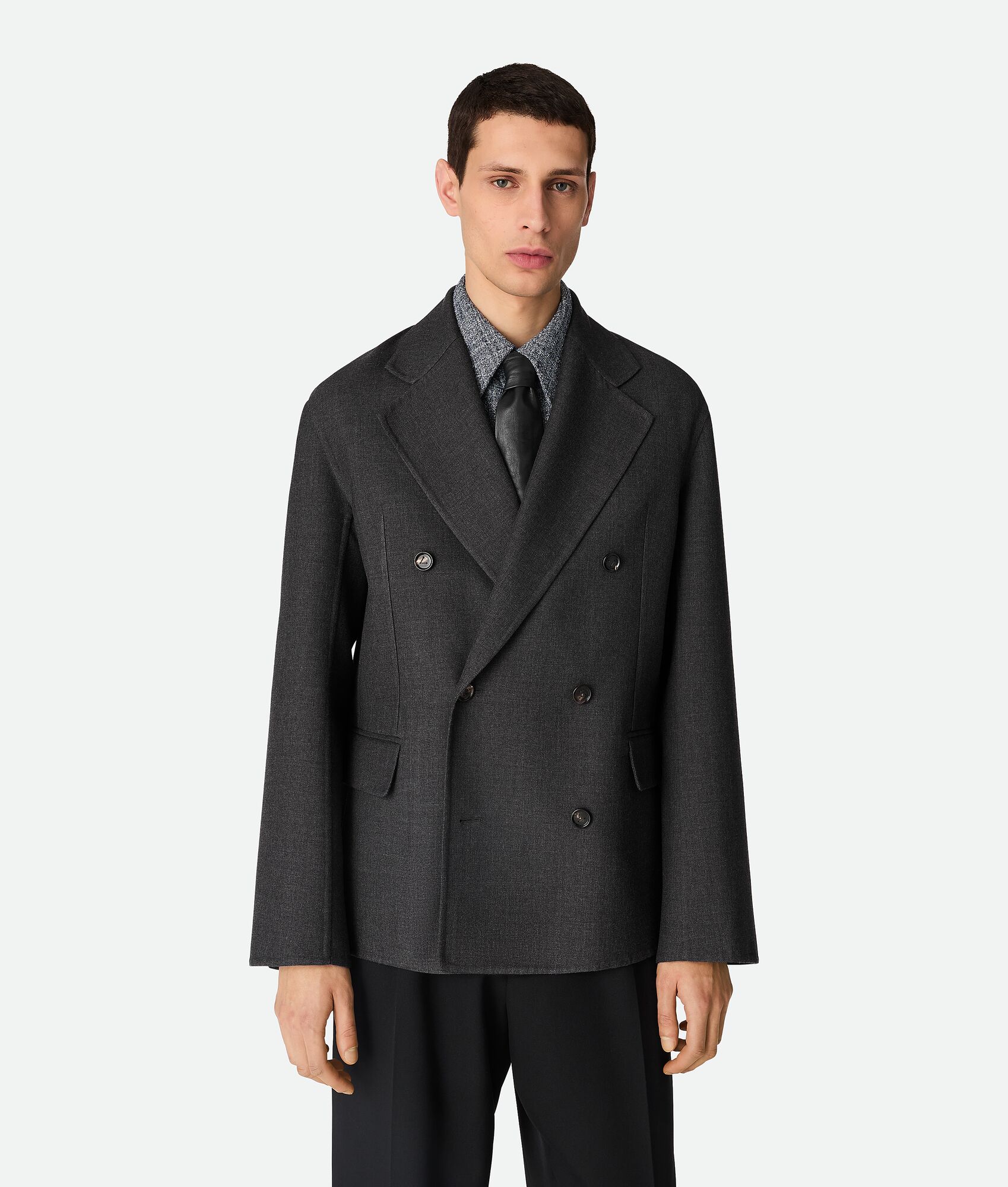 Men's Splitable Wool Jacket in Anthracite melange | Bottega Veneta US