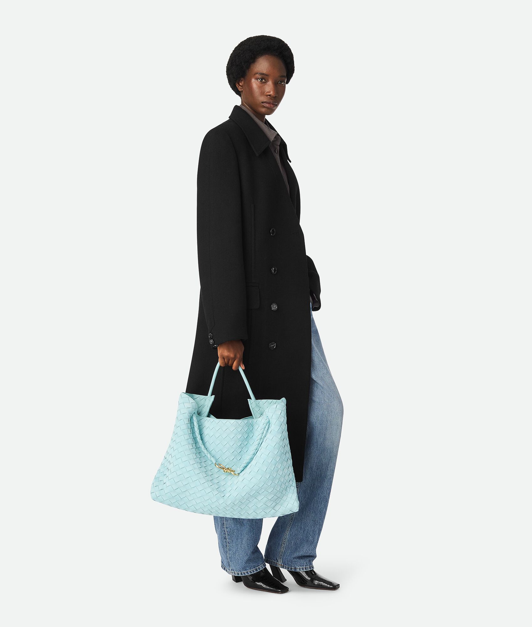 Bottega Veneta® Women's Large Andiamo in New pale blue. Shop online now.