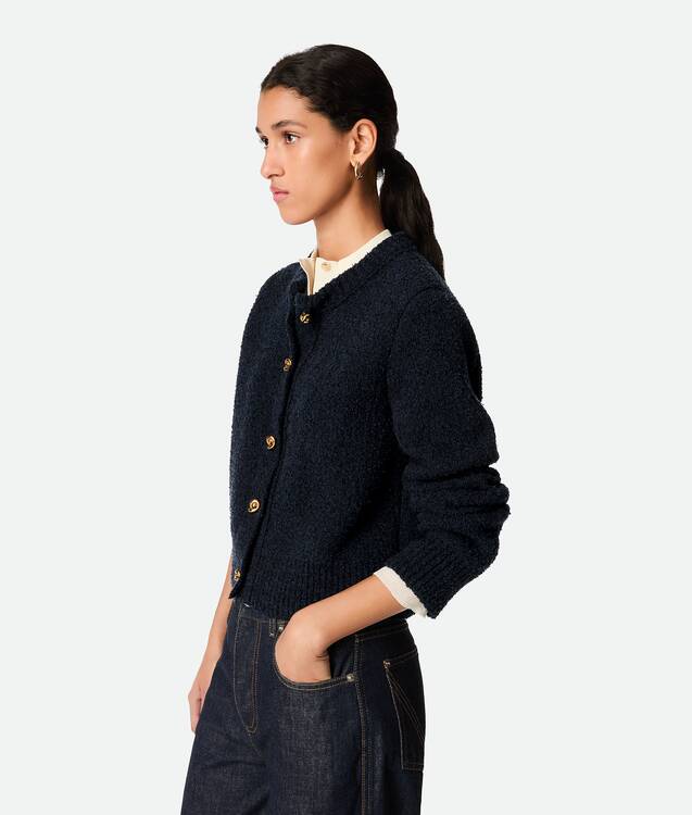 Wool Boucle Cardigan in NAVY | Bottega Veneta® US