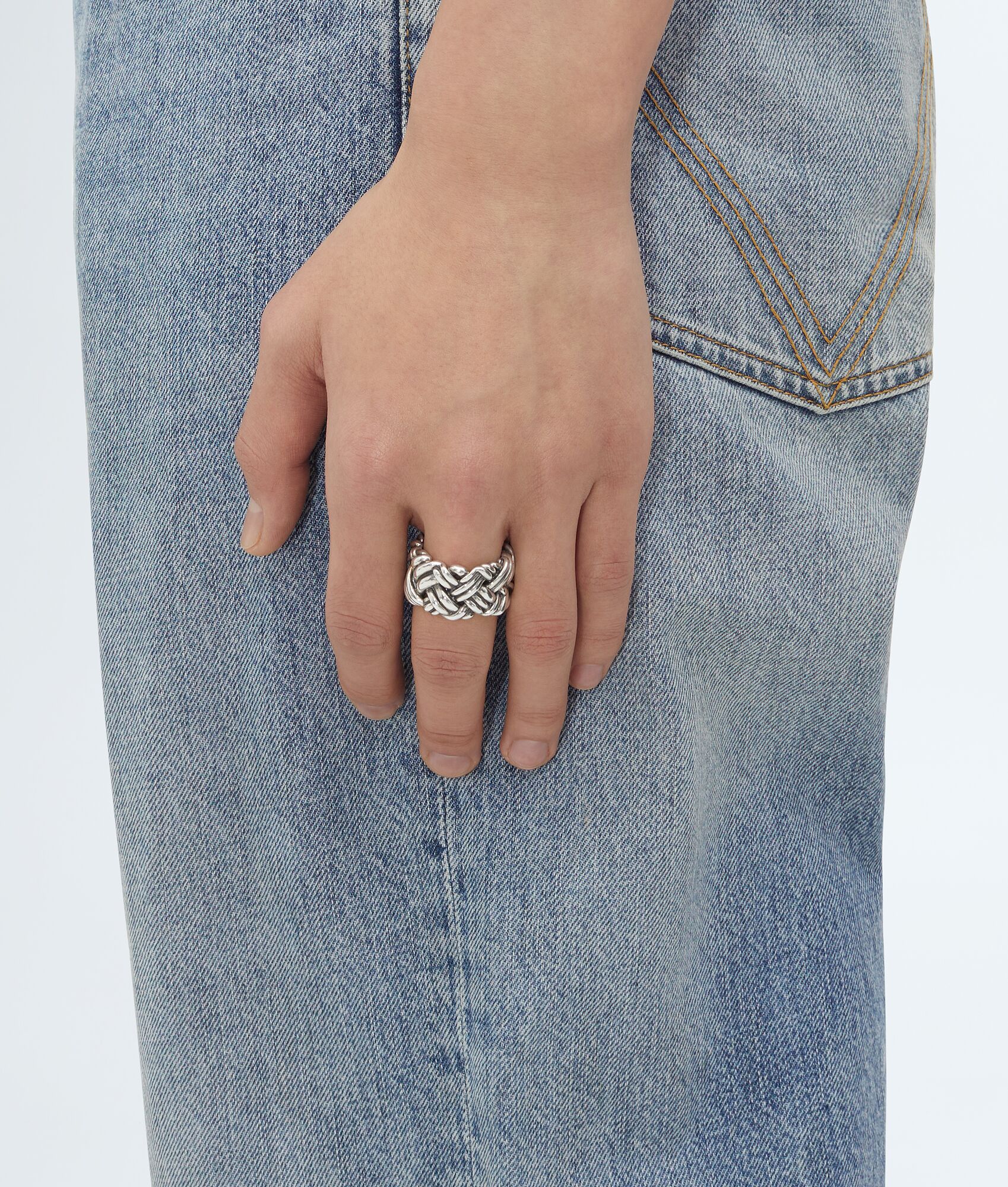 Bottega Veneta® Intreccio Ring in Silver for Men