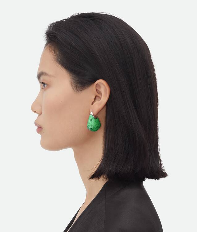 Bottega Veneta® Women's Small Fin Ceramic Earrings in Apple green/white ...