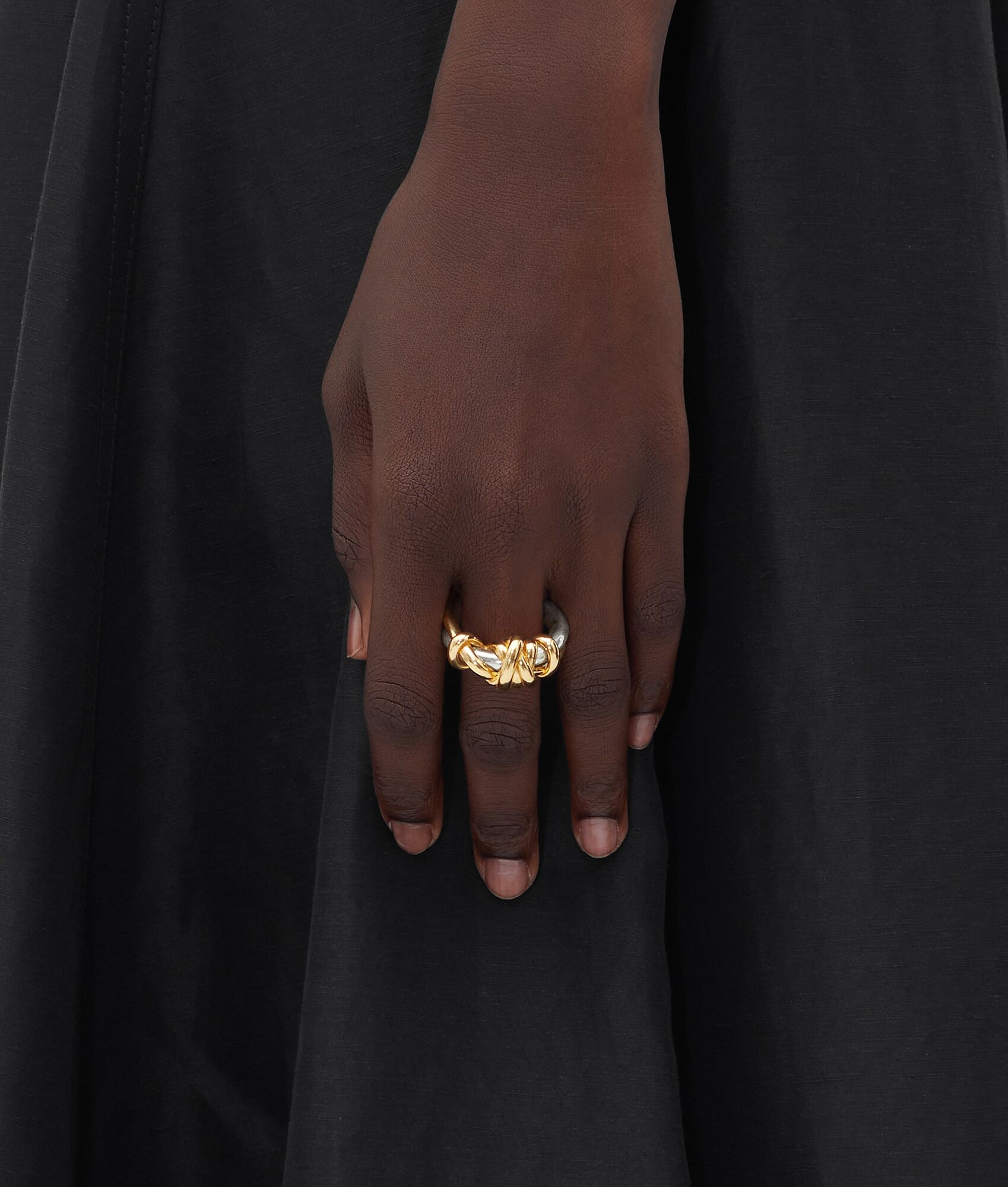 Bottega Veneta® Women's Knot Ring in Silver/yellow gold. Shop online now.