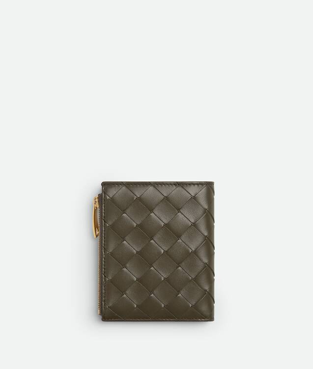 Women's Intrecciato Small Bi-Fold Wallet in Cypress/ice | Bottega Veneta US