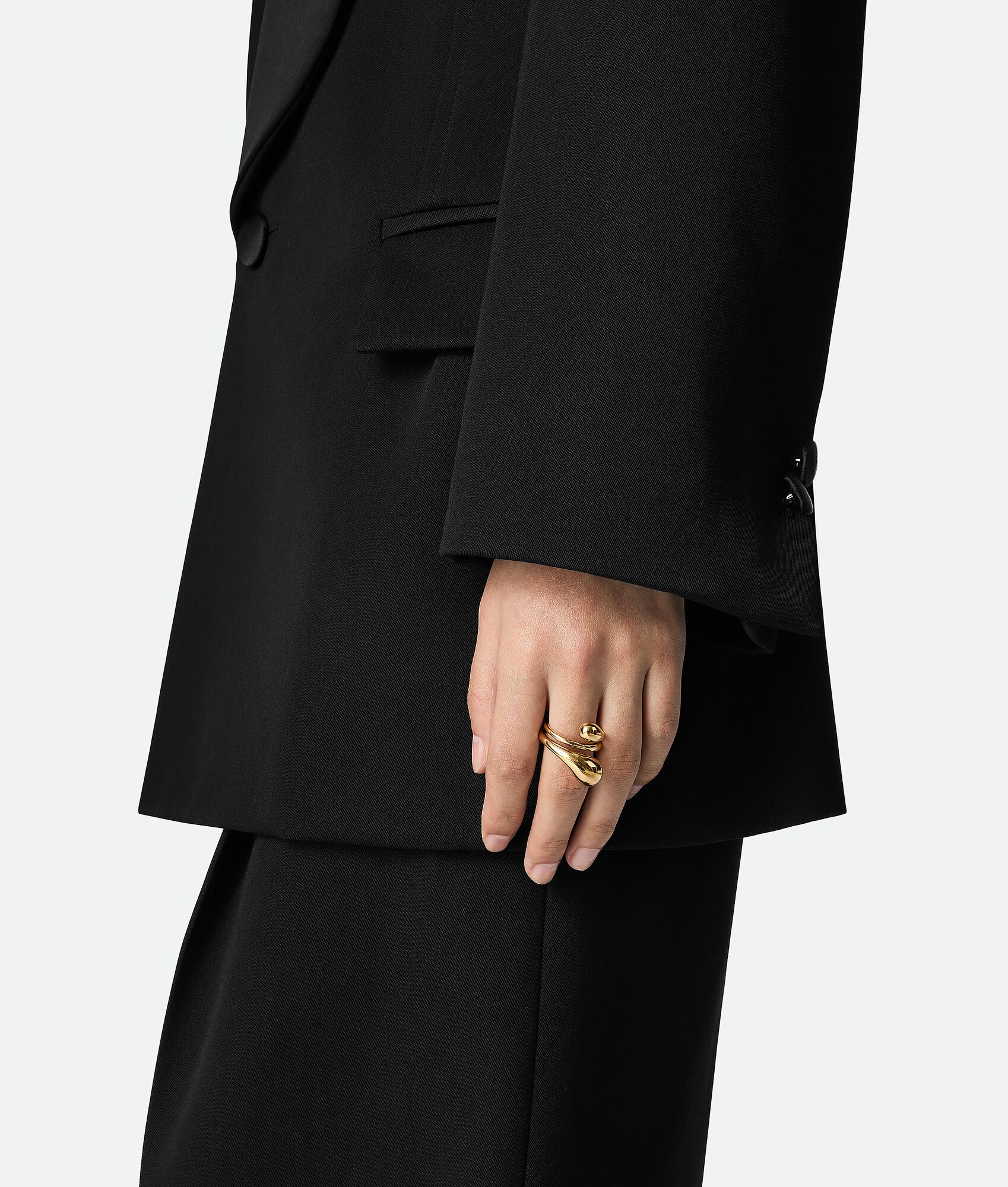 Bottega Veneta® Women's Drop Ring in 18k gold-finished sterling silver